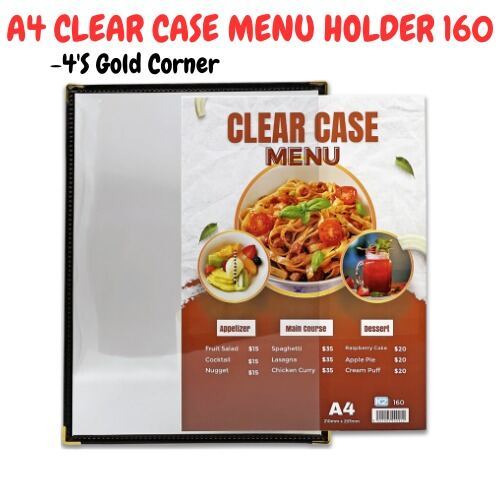 EMI-FILE A4 Menu Triple Stand Fold Holder / Transparent Clear Menu ...