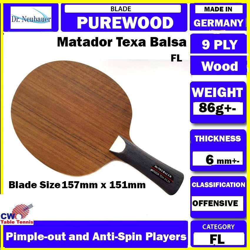 Dr.Neubauer Matador Texa Balsa 9ply Purewood Table Tennis Blade Ping ...