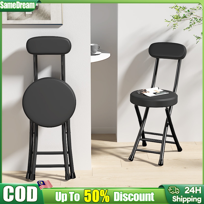 Folding Chair Kerusi Lipat Solat Backrest With Cushion Portable Stool ...
