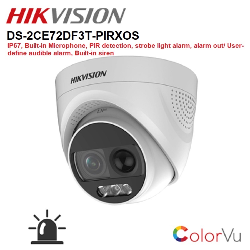Hikvision DS-2CE72DF3T-PIRXOS Hikvision 2MP ColorVu PIR Siren Audio Fixed Turret Camera | Shopee ...