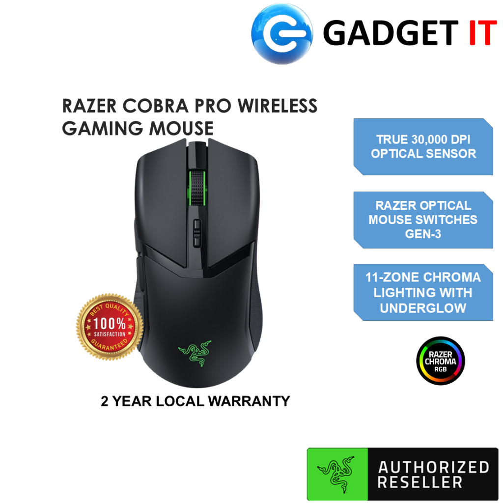 RAZER COBRA PRO HYPERSPEED WIRELESS GAMING MOUSE - CHROMA RGB,OPTICAL ...