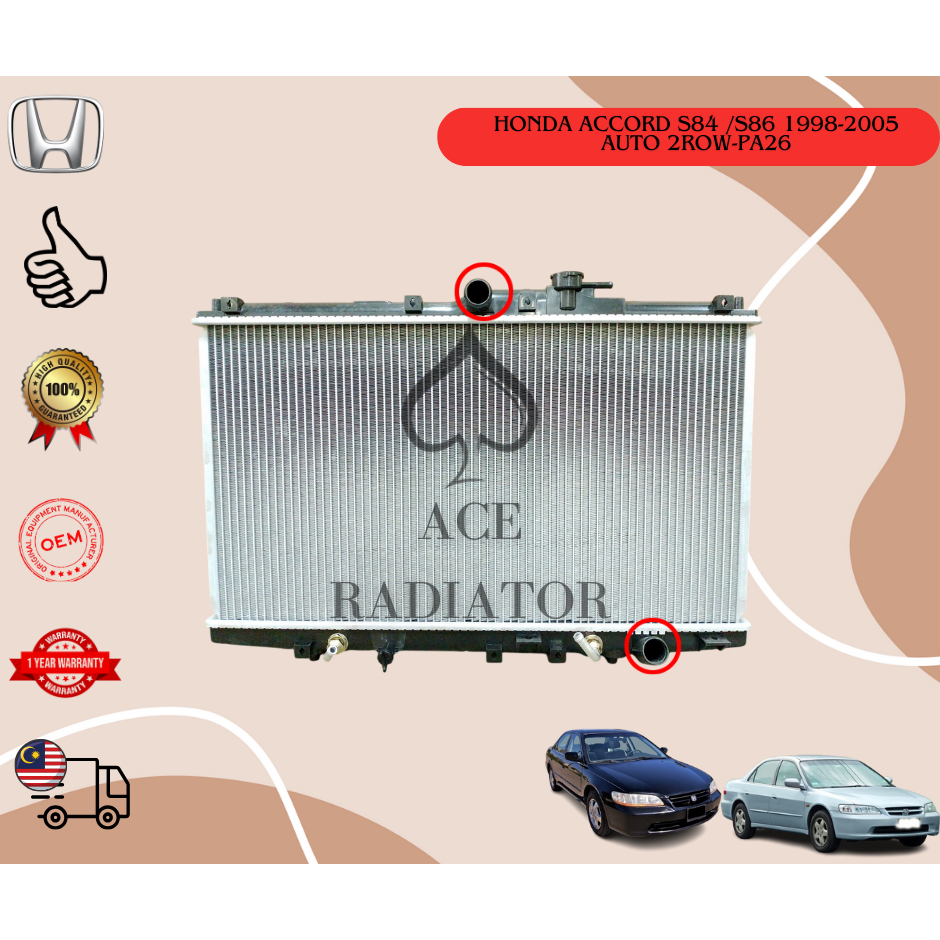 HONDA ACCORD S84 /S86 1998-2005 OEM RADIATOR ASSY AUTO 2ROW-PA26 ...