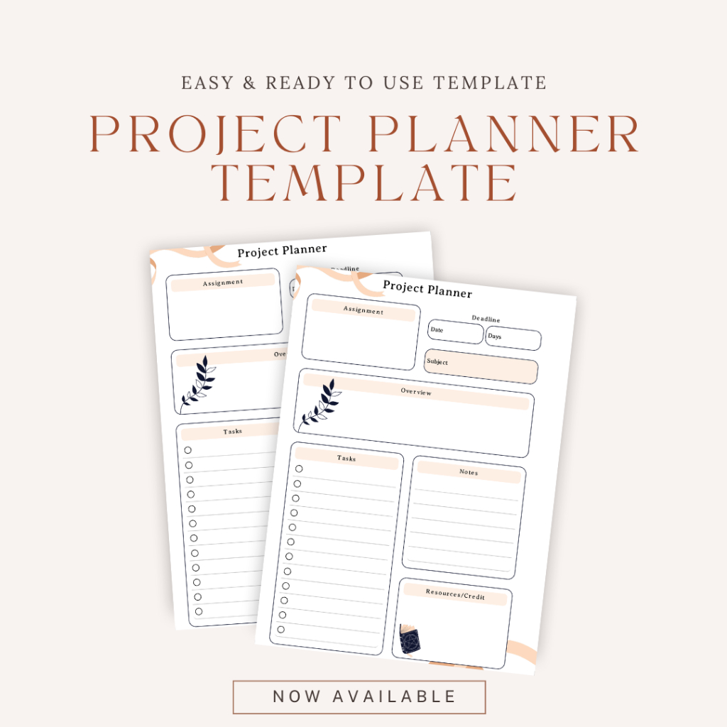 Project Planner | A5 | Printable and Fillable | PDF - DIGITAL only ...
