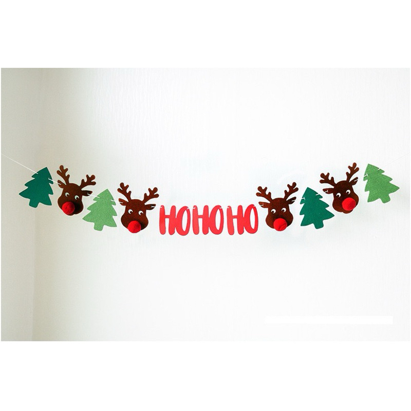 Christmas Party Decorations Banner Banting Garland Reindeer Tree Set ...