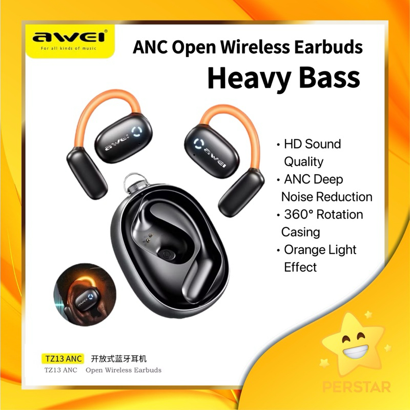 Awei TZ13 ANC Open Design Wireless Earbuds Sport Bluetooth Earbuds Earhook Light Effect Awei ...