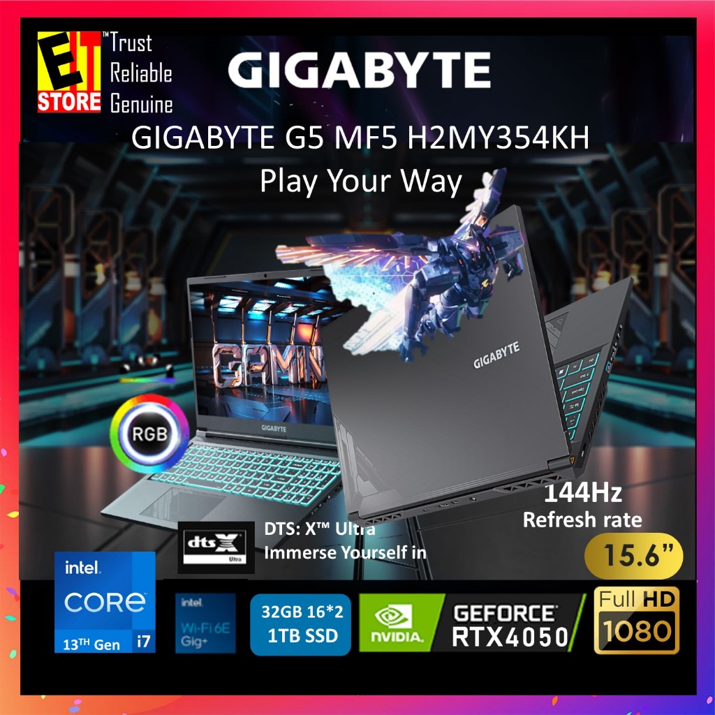 GIGABYTE LAPTOP G5 MF5 AI GAMING (i7-13620H/16GB/1TB/RTX4050 6GB/15 ...