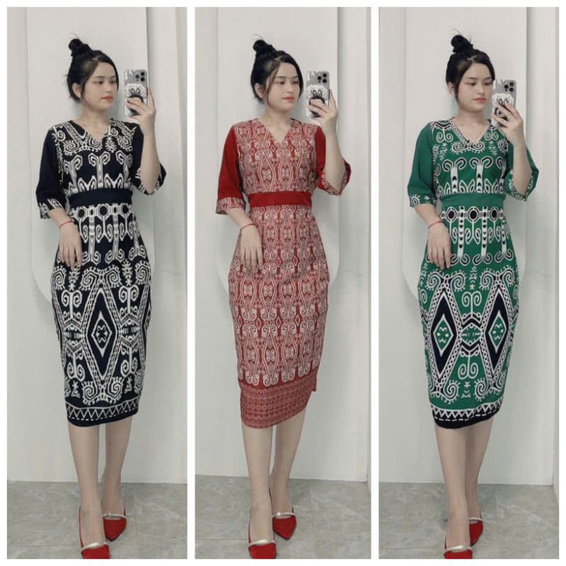 DRESS PUA KUMBU BATIK BORNEO FREESIZE FIT 45KG-85KG READY STOCK ...