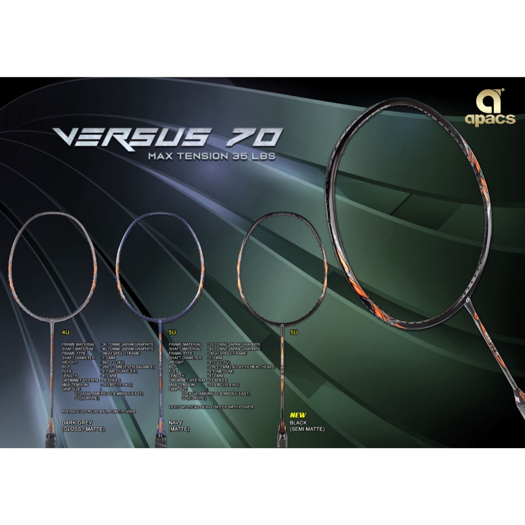 RAKET BADMINTON APACS VERSUS 70 BADMINTON RACKET | Shopee Malaysia