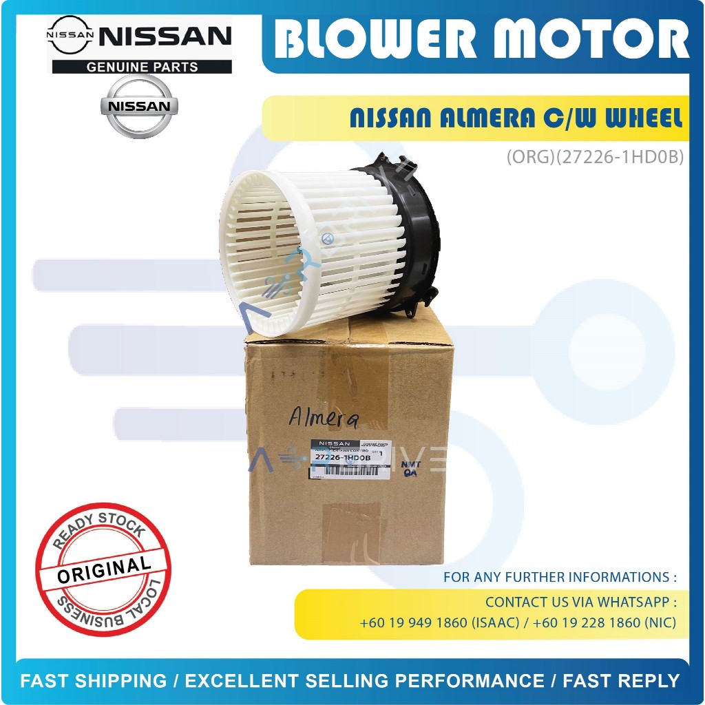 ORIGINAL NISSAN GENUINE PARTS NISSAN ALMERA BLOWER MOTOR C/W WHEEL ...