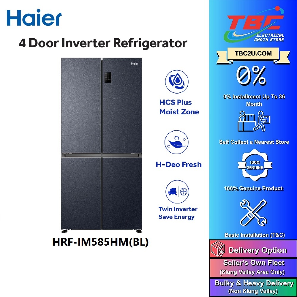 Haier 529L 4 Door Glass Door Gemstone Blue Refrigerator Twin Inverter ...