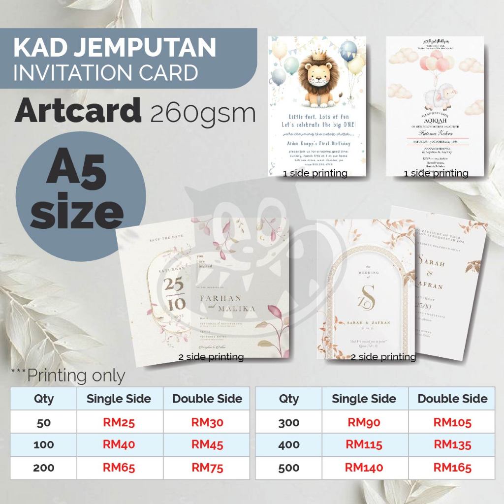 A5 SIZE KAD JEMPUTAN / INVITATION CARD / WISH CARD / POSTCARD DLL ...