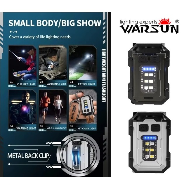 Original WARSUN SQ10 Keychain LED Light Super Bright Flashlight Dual ...