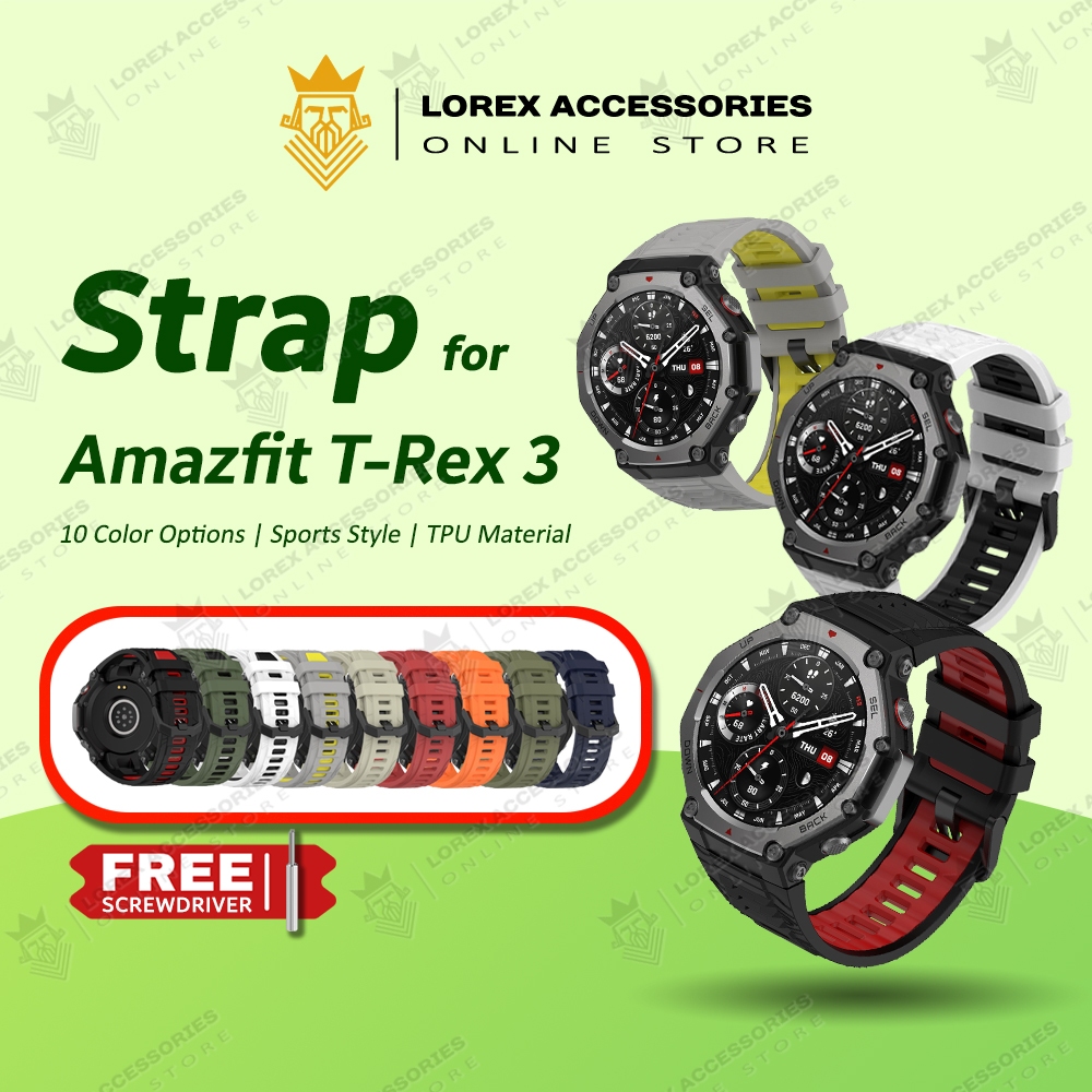 Strap for Amazfit T-Rex 3, 10 Color Options, T Rex3 Smart Watch High Quality Strap (trex3 ...