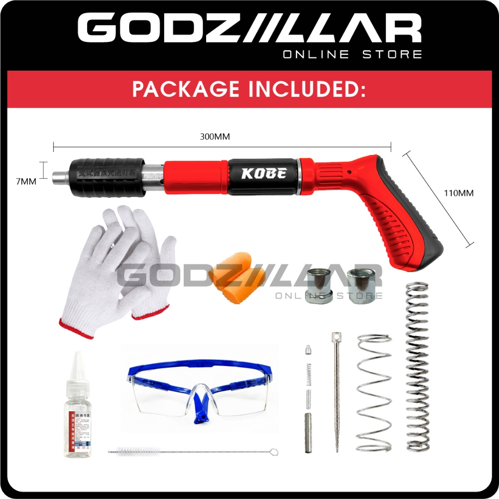 (Free 200pcs Nails) Kobe Manual Steel Nail Gun Concrete Rivet Tool ...