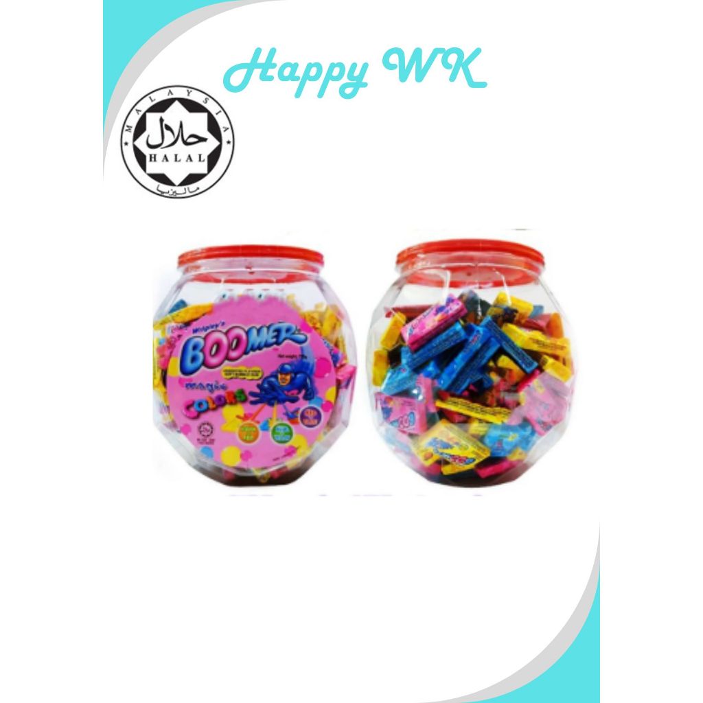 Wrigley's Boomer Magic Colors Chewing Gum (675g 150pcs+- / Botol ...