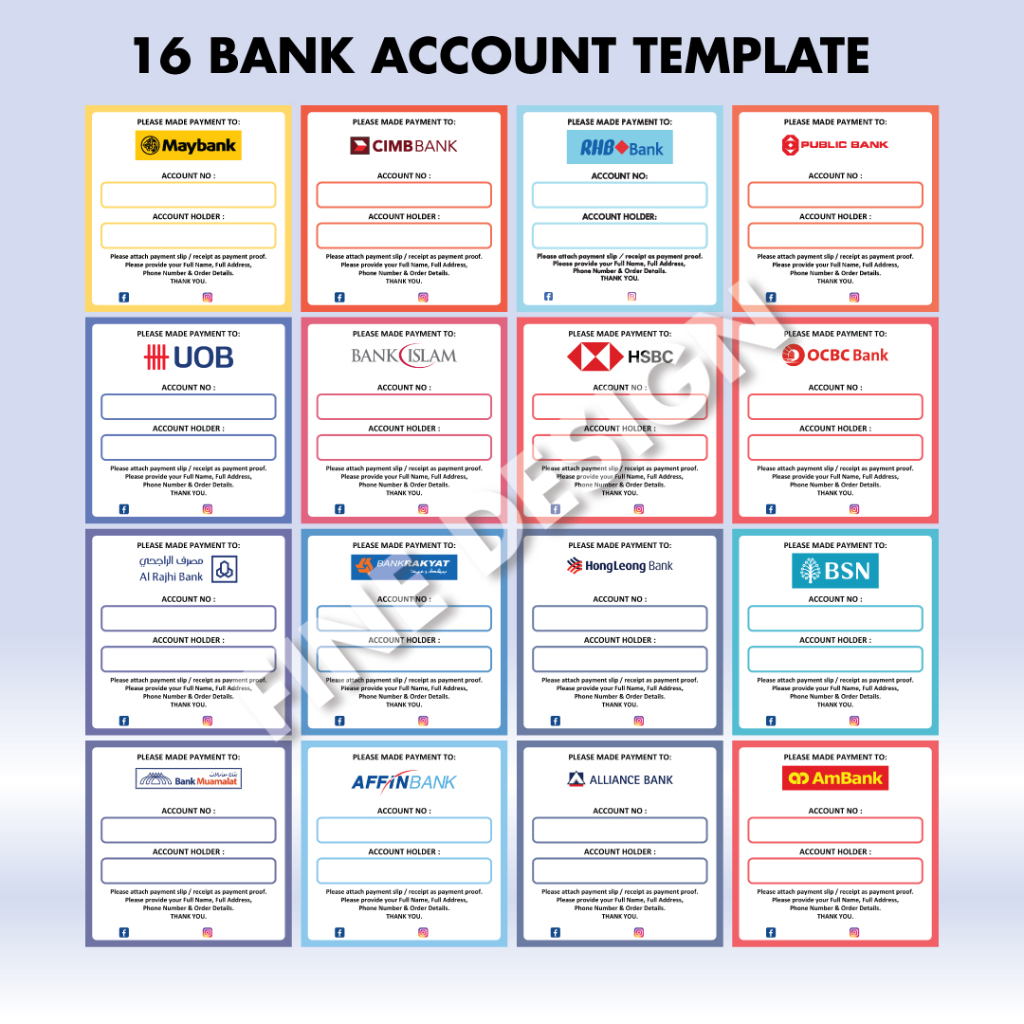 TEMPLATE AKAUN BANK | CANVA TEMPLATE CAN EDIT | BANK ACCOUNT TEMPLATE ...