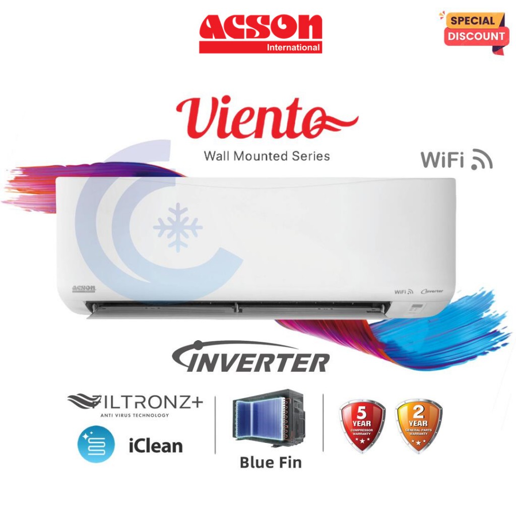 (FREE DELIVERY) ACSON INVERTER 1HP ~ 2.5HP R32 WIFI VIENTO A3WMY10EF A3WMY15EF A3WMY20EF ...