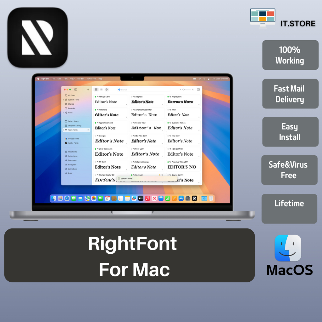 RightFont Lifetime for Intel Mac Or M1/M2/ M3/M4 Chip Apple Silicone ...
