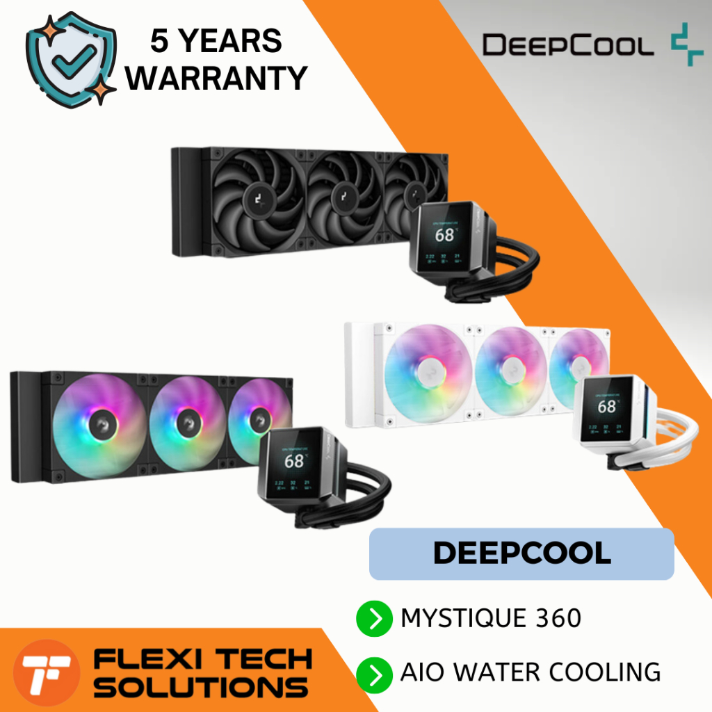 Flexi Tech Deepcool MYSTIQUE 360 (AIO/ ARGB AIO) Water Cooling - Black & White | Shopee Malaysia