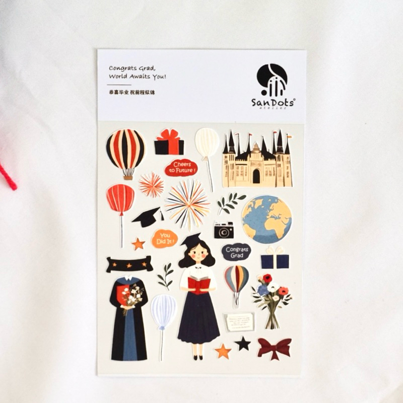 Congrats Grad, World Awaits You! | SanDots Atelier Sticker Sheet Gifts ...