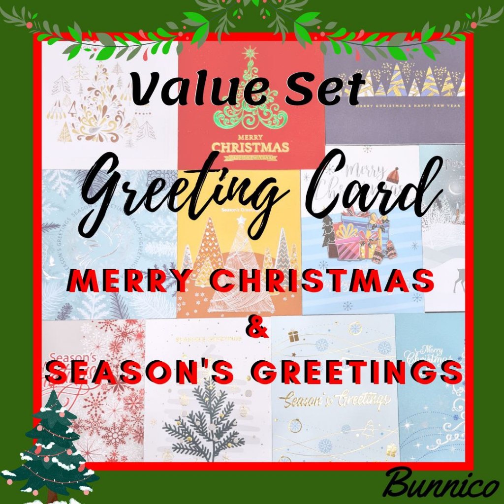 [Super Value] 4pcs Big Size Merry Christmas Card Season's Greetings Kad ...