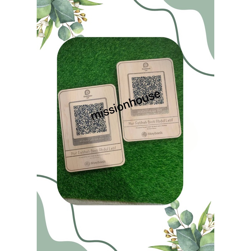 EWALLET QR CODE MAE / Maybank QRPAY/ TNG/ Grab Pay WOOD LAMINATE ...