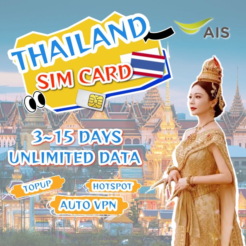 Thai Travel Sim Card 3-15 days Unlimited Thailand AIS Tourist Sim Card ...