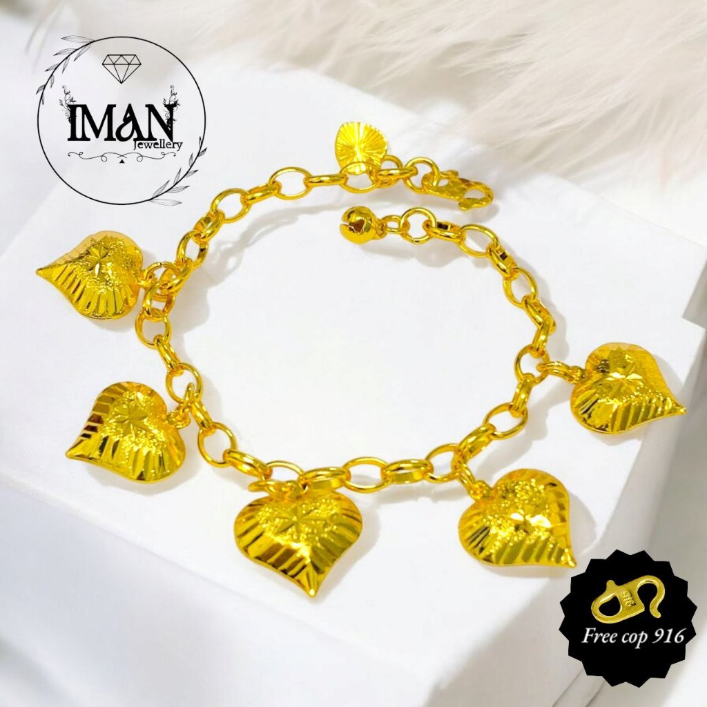 💥= Gelang Tangan sauh candy Love juntai (SAUH LOVE-5 ORO) Emas Bangkok Titanium cop916 (iman ...