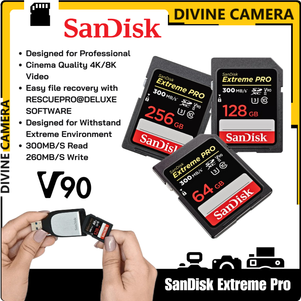 SanDisk Extreme PRO UHS-II SDXC 300MB/s Memory Card for 64GB/ 128GB & 256GB | Shopee Malaysia
