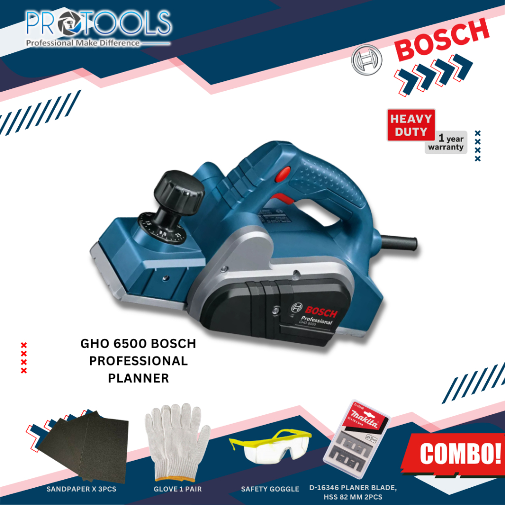 BOSCH GHO 6500 CORDED PROFESSIONAL PLANER 650W 16,500RPM ( GHO6500 ) | Shopee Malaysia