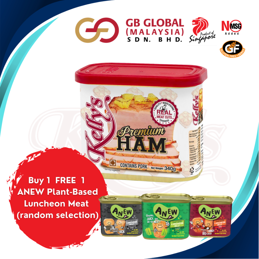 [READY STOCK | 现货] Kelly's Pork Luncheon Ham 340g【FREE】 1 x ANEW Plant ...