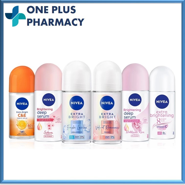NIVEA Female Deodorant Roll On 50ml [Velvet Romance / C&E / Fresh Lavier / Extra Bright / Pearl ...