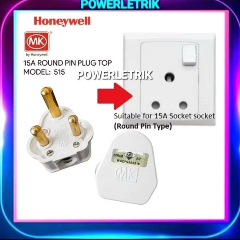 🔥READY STOCK🔥 MK 515WHI 15A ( BAKELITE) UNFUSED HEAVY DUTY PLUG TOP ...