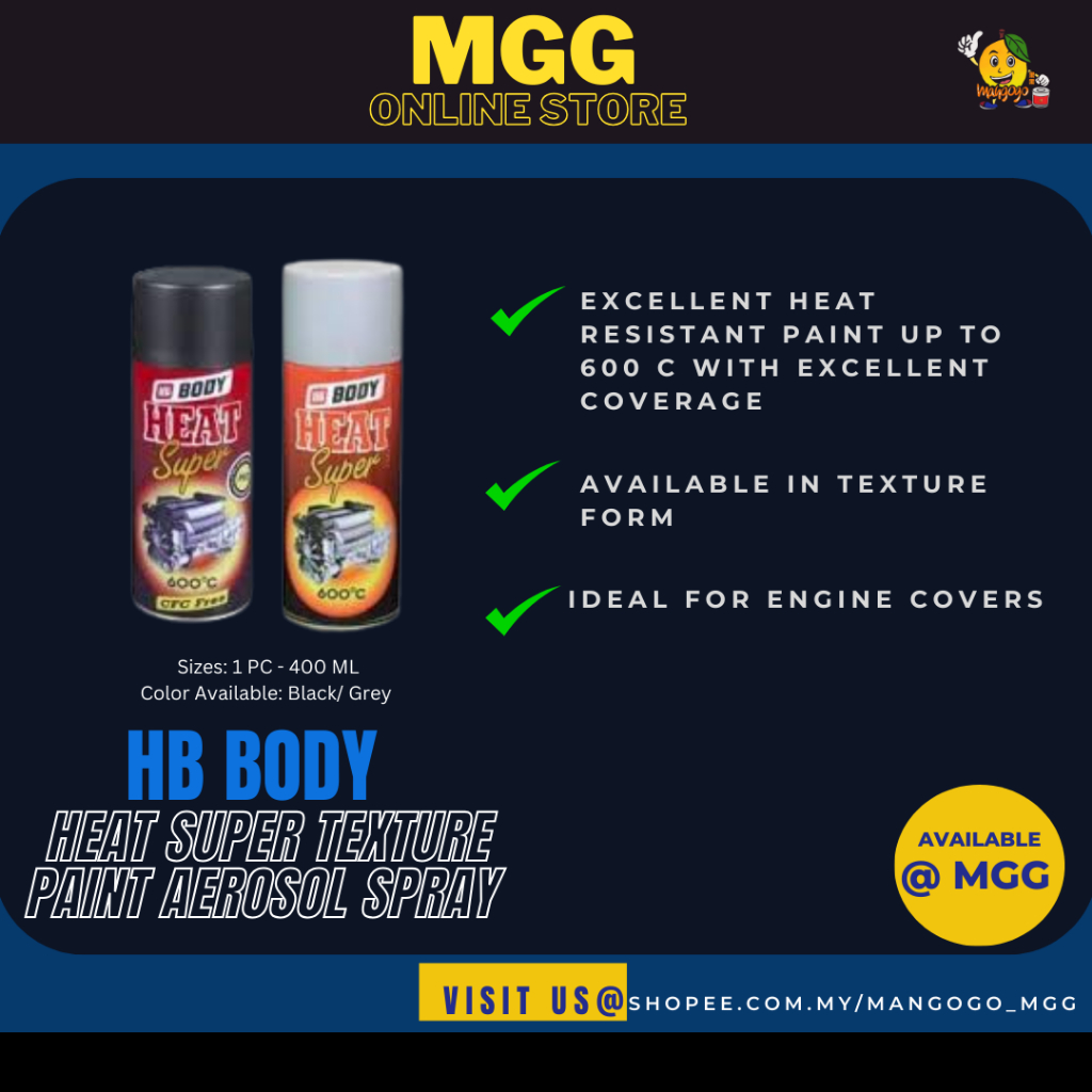 (MGG) HB BODY HEAT SUPER TEXTURE PAINT AEROSOL SPRAY/CAT TAHAN PANAS | Shopee Malaysia
