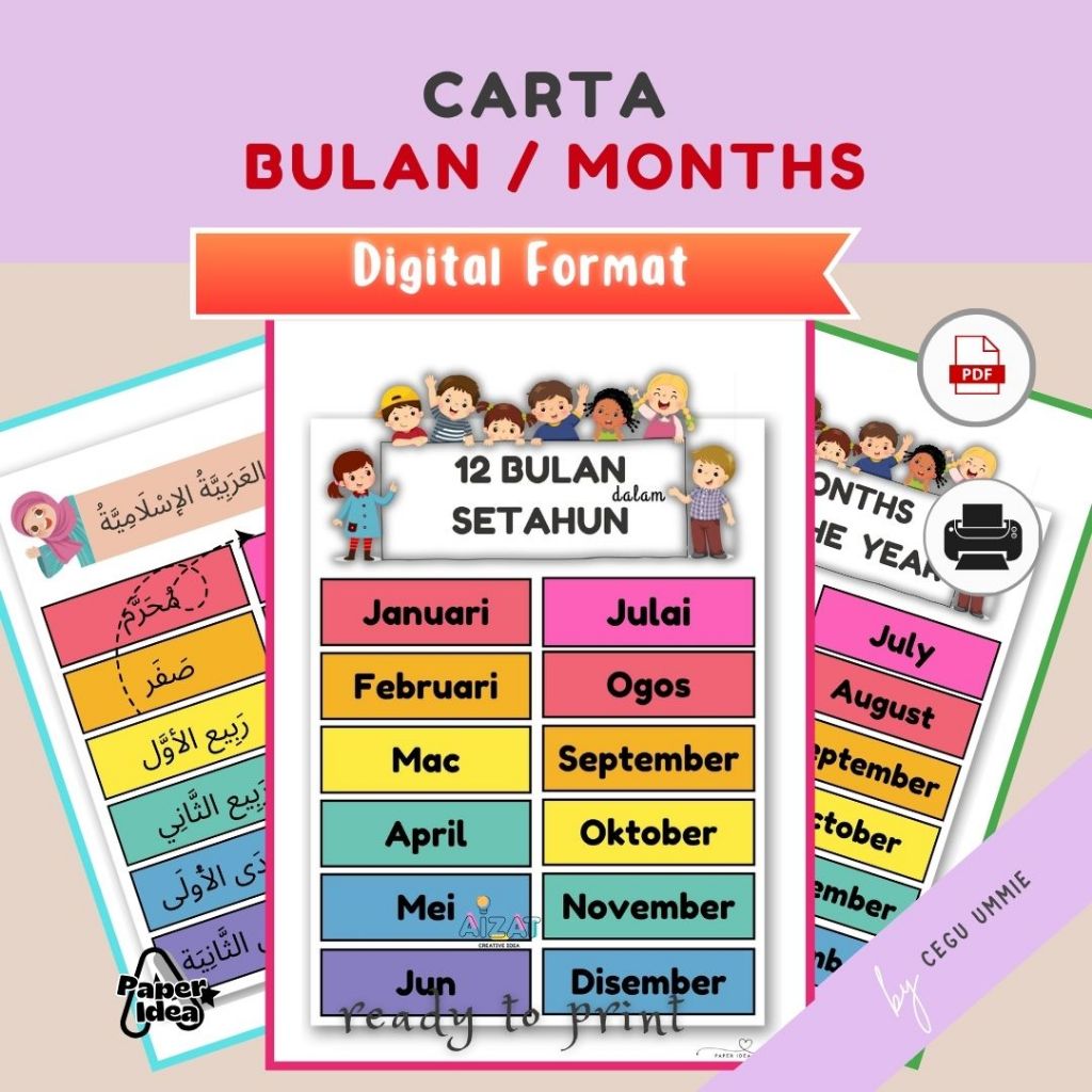 [Pdf Softcopy] Carta 12 Bulan Setahun Bulan Islam Months Of the Year ...