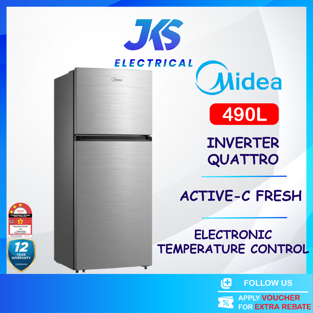 【FREE SHIPPING】Midea 400L/490L Inverter 2 Door Fridge | Electronic ...