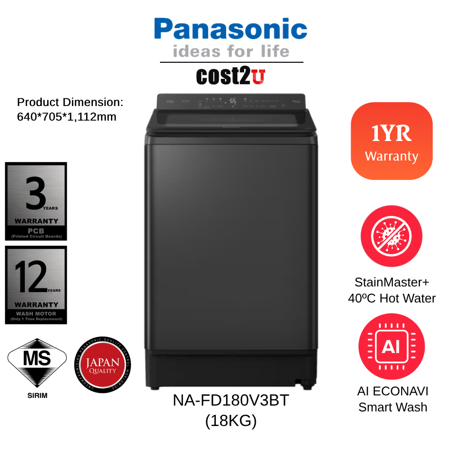 [2024] Panasonic V3 SERIES 18KG/16.5KG/14.5KG AI Wash Top Load Washing ...