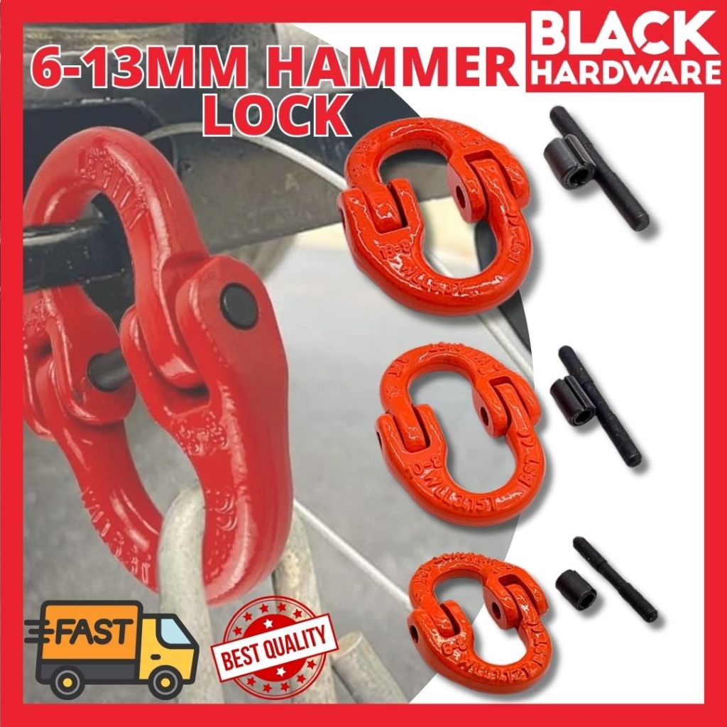 Black Hardware Hammer Lock Shackle Cable Rope Turnbuckle Penyambung Cangkuk Rantai Besi Heavy ...