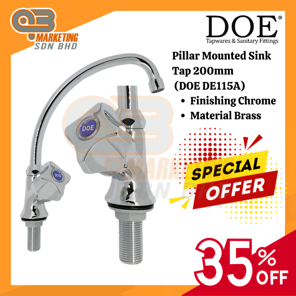DOE Pillar Mounted Sink Tap 200mm | DOE DE115A | ORIGINAL | Shopee Malaysia