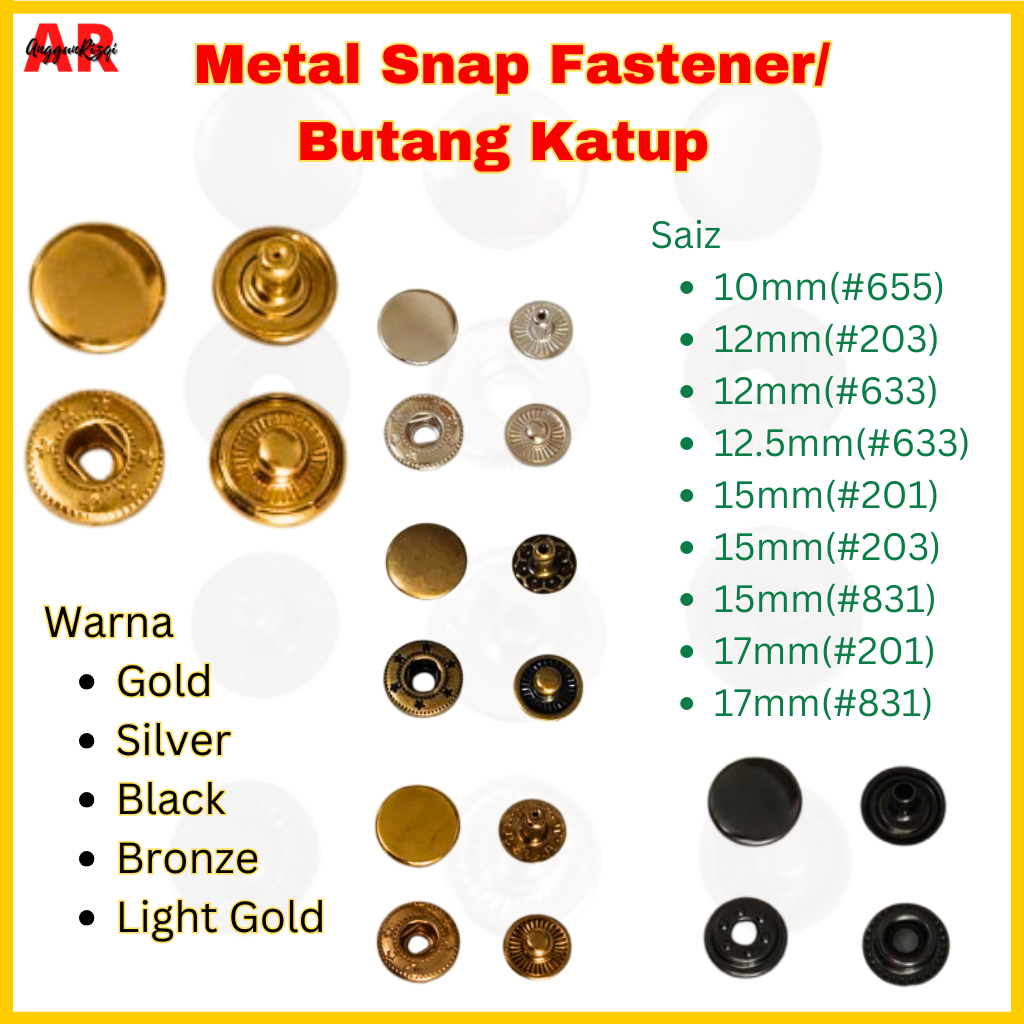 20pcs Butang Katup-Metal Snap Fastener-Butang Snap | Shopee Malaysia