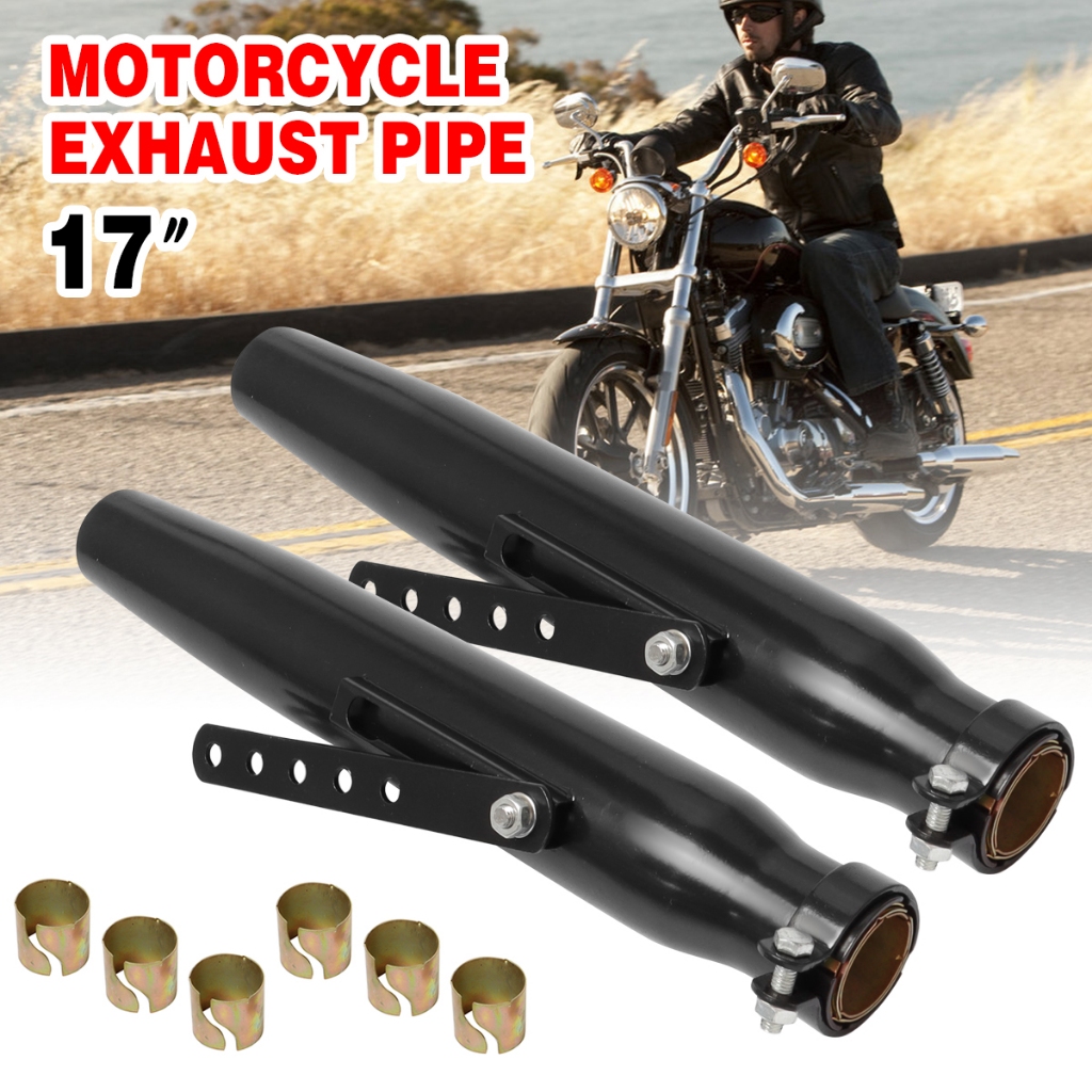 Universal 17'' Motorcycle Exhaust Muffler Pipe Tip Retro Vintage Rear ...