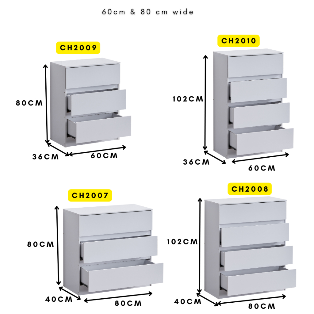 MYHOUSE FURNITURE 3 Tier 4 Layer Chest Drawer Bedroom White Color ...