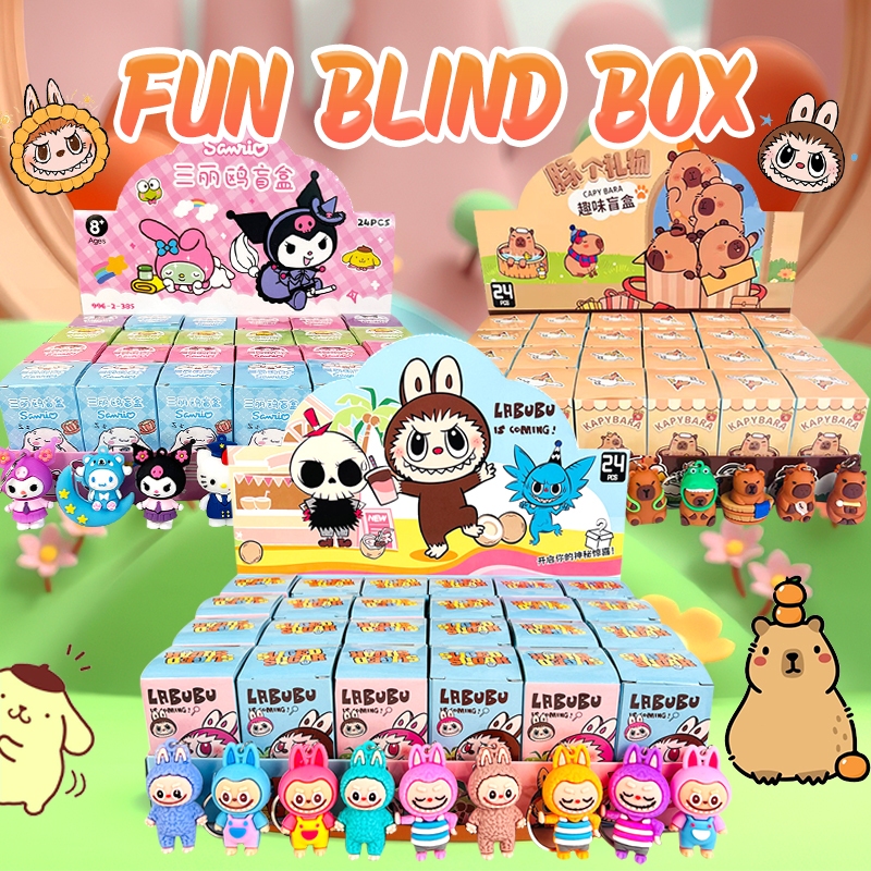 24Pcs Capybara Blind Box Keychain Cute Capybara Doll Pendant Labubu ...