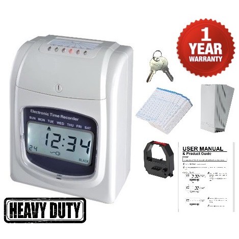 Rechargeable Time Recorder Heavy Duty Punch Card Machine with Back-up ...
