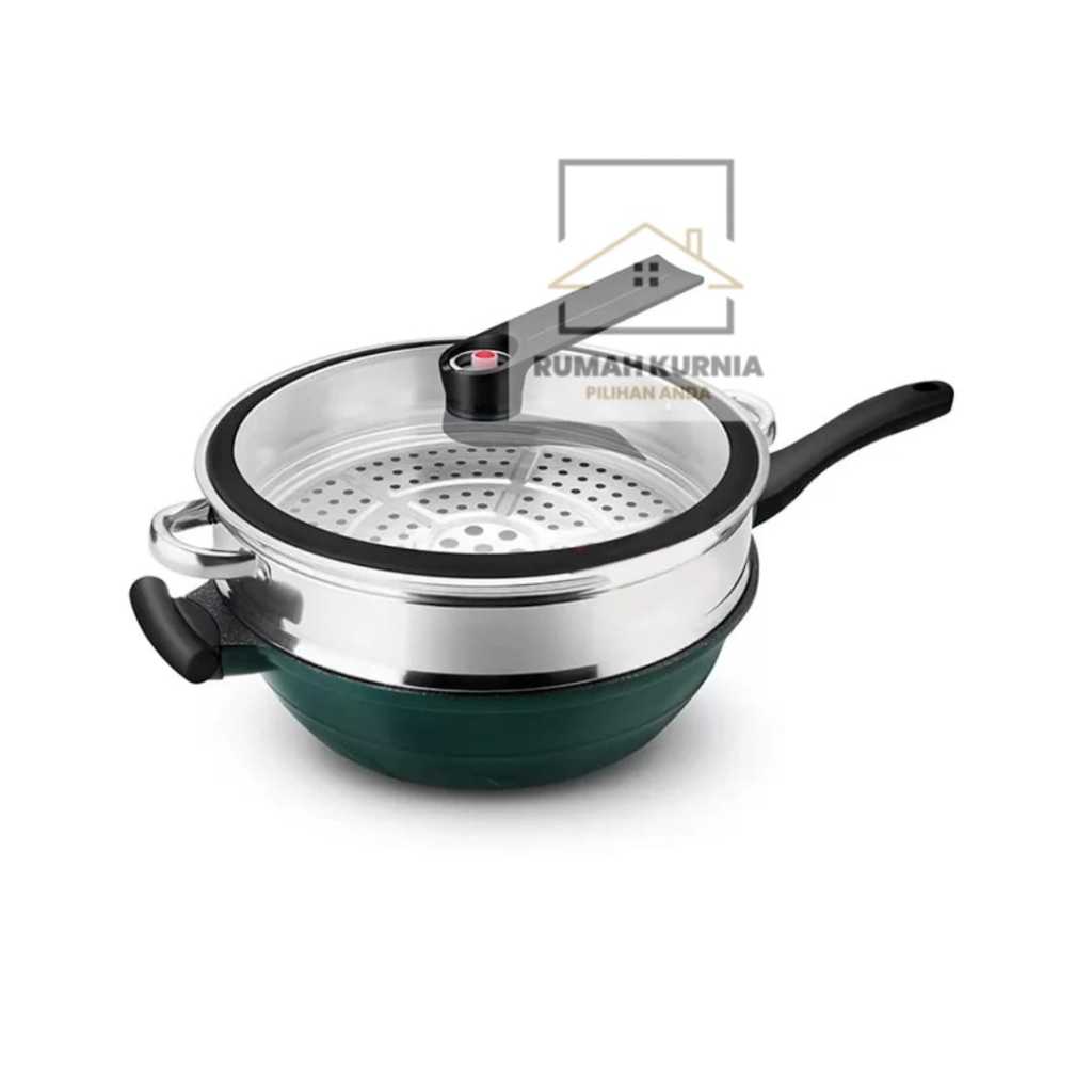 Kuali Sup Anti-Lengket Tahan Lasak dengan Penapis dan Wadah Memasak Gas ...
