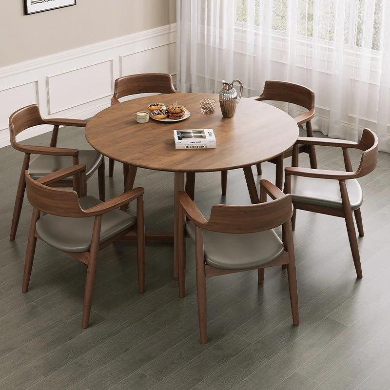 Nordic Lightweight Luxury Solid Wood Round Table Leisure Terrace Table ...