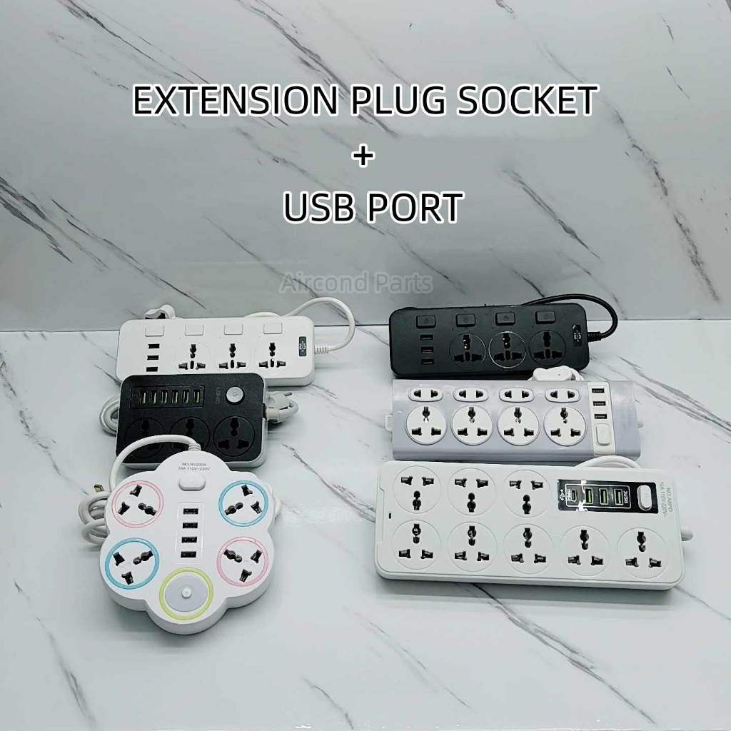 Extension plug socket + port usb fast charging universal extension ...