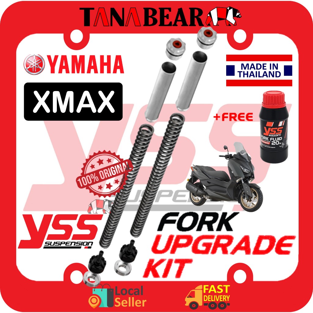 YSS XMAX Fork Upgrade Kit (Full Set Adjustable Top Cap Preload) + Free ...