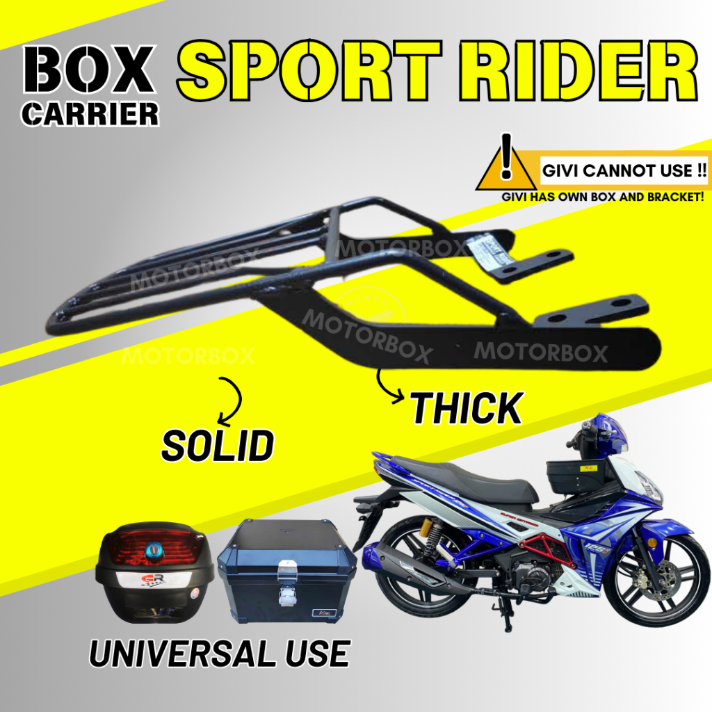 SYM SPORT RIDER 125 I REAR BOX MONORACK BOX CARRIER KAKI HEAVY DUTY PVC KOTAK BESI BELAKANG ...
