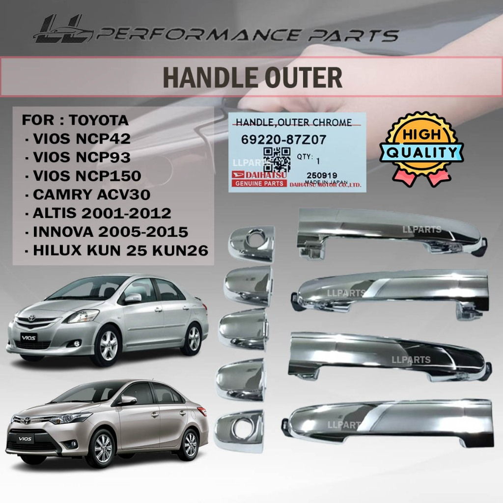 Original Toyota Vios NCP42 NCP93 NCP150 Camry ACV30 Altis Innova Hilux Chrome Door Handle Outer ...